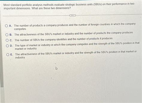 Solved Most Standard Portfolio Analysis Methods Evaluate