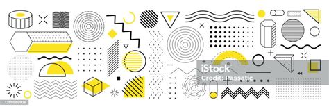 기하학적 모양 요소 벡터 세트 웹 배너 포스터에 대한 형상 요소 추상 디자인 흰색 배경에서 최소 기하학적 격리 된 모양입니다 스톡 빈티지 일러스트레이션 0명에 대한 스톡