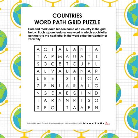 Word Path Grid Puzzles Collection Math Love