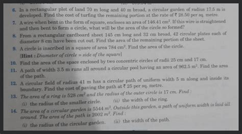 6 In A Rectangular Plot Of Land 70 M Long And 40 M Broad A Circular Gar