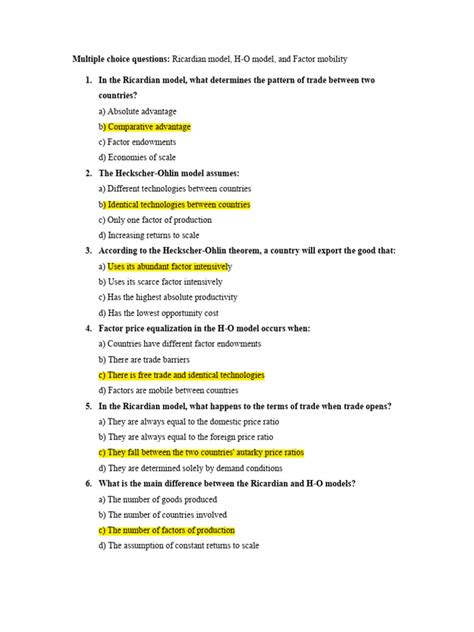 Session 6 Practice Exercise Pdf Comparative Advantage Labour