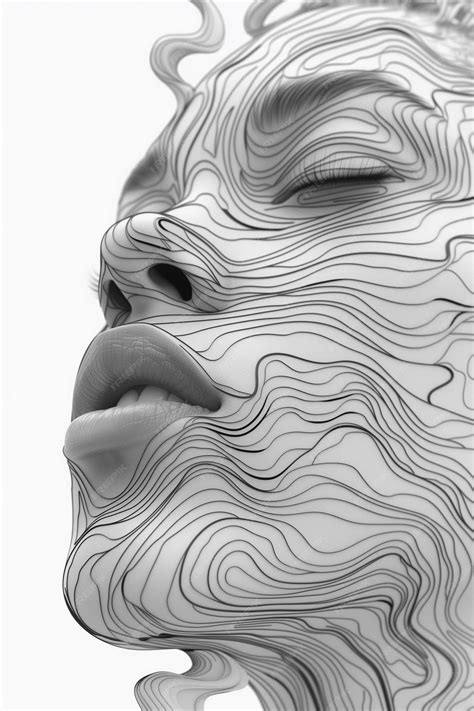 Premium Photo Close Up Face Of A Young Beautiful Woman With Smoke And Topographic Effect