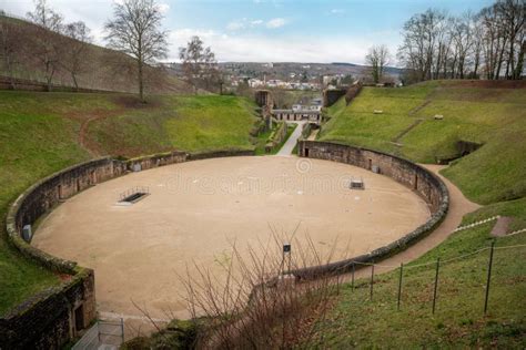 Aerial View Of Trier Amphitheater Arena Old Roman Ruins Trier