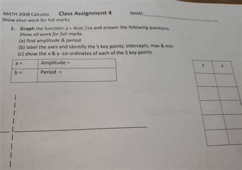 Solved Math 2008 Calculus Class Assignment 4 Show Your Work