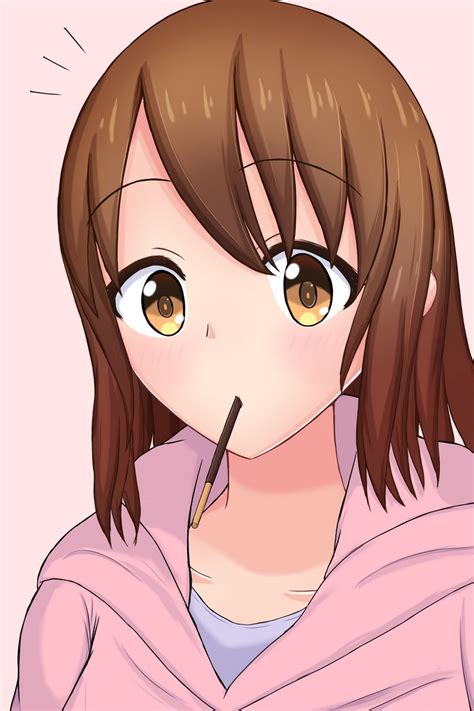 Download Wallpaper 800x1200 Girl Glance Poсky Dessert Anime Iphone