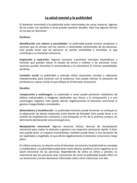 La Salud Mental Y La Publicidad Pdf