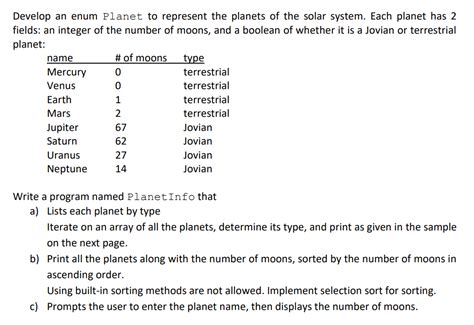 Solved Develop An Enum Planet To Represent The Planets Of