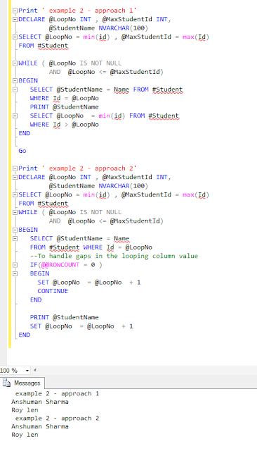 Looping Through Table Records In Sql Server Dot Net Office