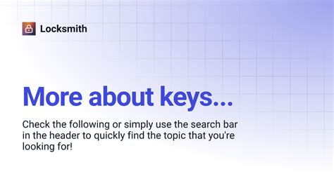More About Keys Locksmith