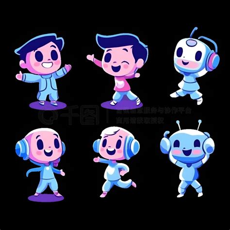 8k超清插画ai数字艺术 Robot卡通风格明亮活泼儿童人物形象插画 Ai平面元素免费下载png格式4096像素编号71585856 千图网