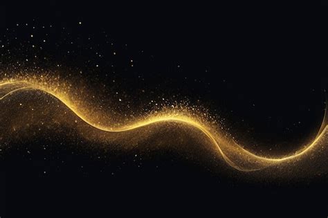 Glittering Golden Particle Wave On Dark Background With Text Space Premium Ai Generated Image