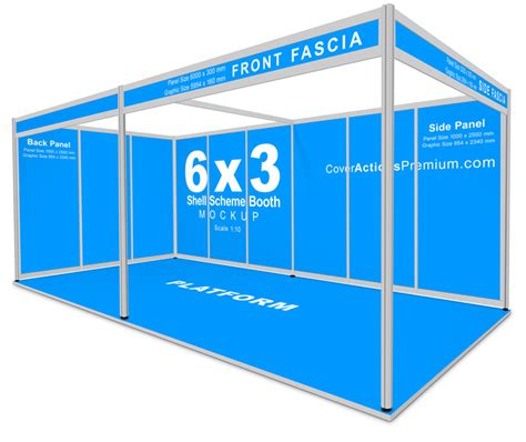 6×3 Shell Scheme Booth Photoshop Mockup Realistic 3d Display