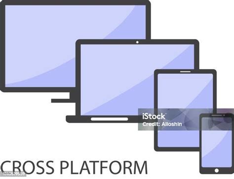 크로스 플랫폼 개념입니다 전자 기기 노트북 데스크톱 컴퓨터 태블릿 스마트폰 벡터 일러스트입니다 0명에 대한 스톡 벡터 아트 및 기타 이미지 Istock