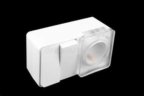 Electric Light Switch And Socket Isolated On Black Background Electrical Power Socket And Plug