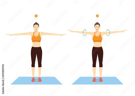 Vetor De Woman Doing Exercise With Arm Circle Posture For Warm Up
