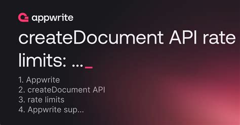 Createdocument Api Rate Limits Can It Be Overriden Threads Appwrite