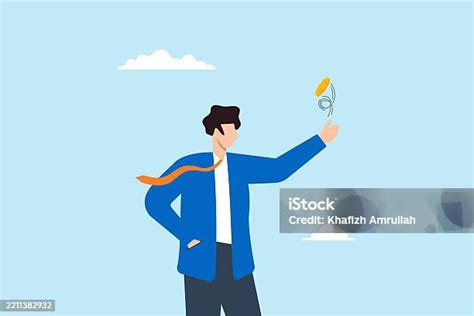 실업가의 평면 그림 튀기다 돈 달러 동전 행운 위험 결정 재정적 계획 생각 저축 부 투자 전략 가능성에 대한 스톡 벡터 아트 및 기타 이미지 Istock