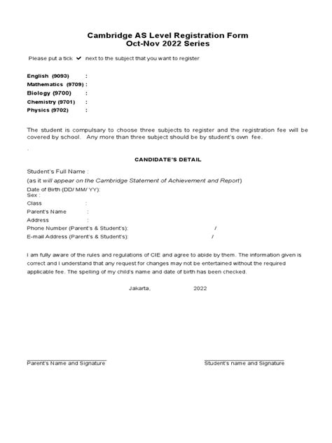 Camb Exam Entry Form As Levels Pdf