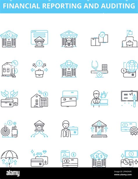 Financial Reporting And Auditing Vector Line Icons Set Auditing
