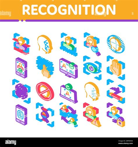 Recognition Isometric Elements Icons Set Vector Stock Vector Image And Art Alamy