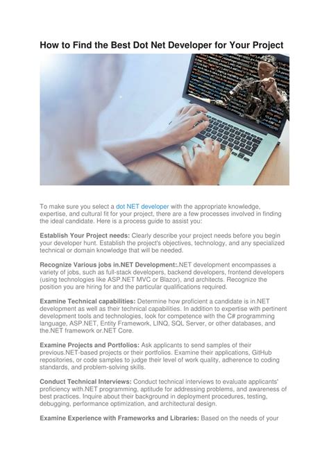 Ppt How To Find The Best Dot Net Developer For Your Project Powerpoint Presentation Id13093102