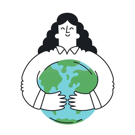 Woman Hugging Earth Planet Concept Of Saving Environment Planet Conservation Earth Day Stock