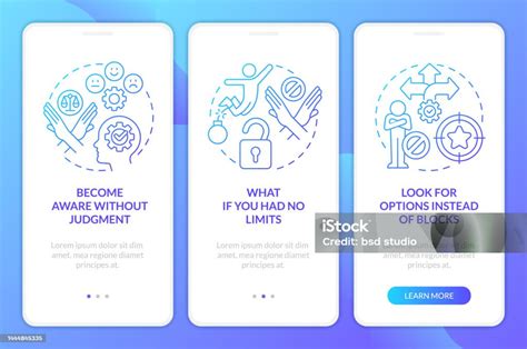 Break Mindset Limitations Blue Gradient Onboarding Mobile App Screen