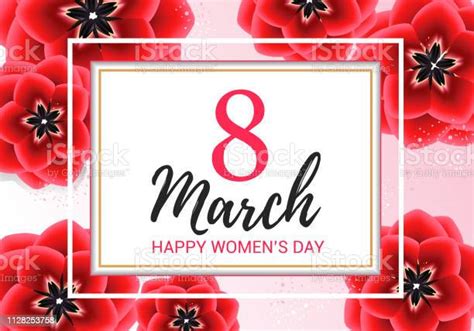 8 핑크 바탕에 붉은 꽃 인사 3 월 행복 한 여성의 날 꽃 선물 카드 디자인 벡터 일러스트 레이 션 0명에 대한 스톡 벡터 아트 및 기타 이미지 Istock