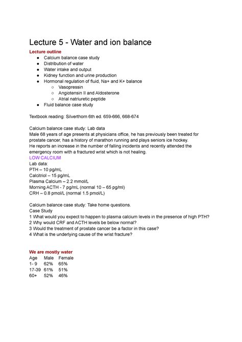 PSL UTSG Part Endocrinology Lecture Water And Ion Balance Lecture Water And Ion