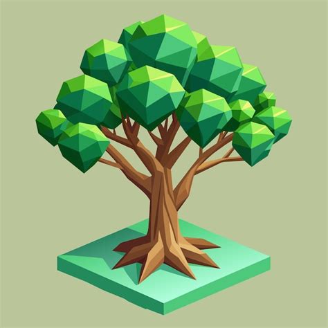 Premium Vector Threedimensional Tree With Foliage