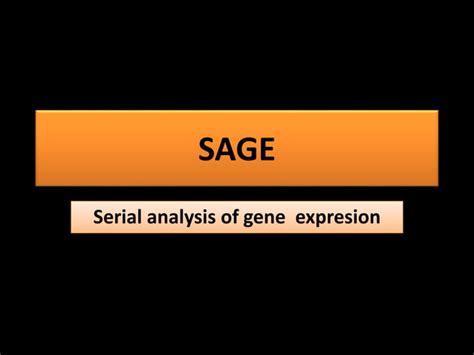 Sage Serial Analysis Of Gene Expression Pptx