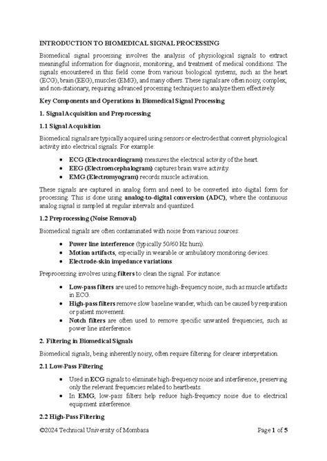 Introduction To Biomedical Signal Processing Introduction To Biomedical Signal Processing
