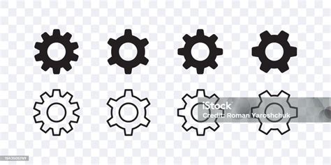 톱니바퀴 아이콘 설정 기어 사인은 평평하고 선형입니다 벡터 확장 가능한 그래픽 개념에 대한 스톡 벡터 아트 및 기타 이미지 개념 개체 그룹 검은색 Istock