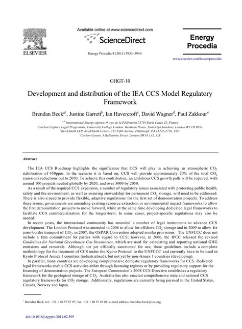 Pdf Development And Distribution Of The Iea Ccs Model Regulatory Framework