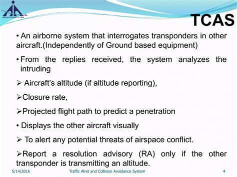 Traffic Alert And Collision Avoidance System Tcas Pptx