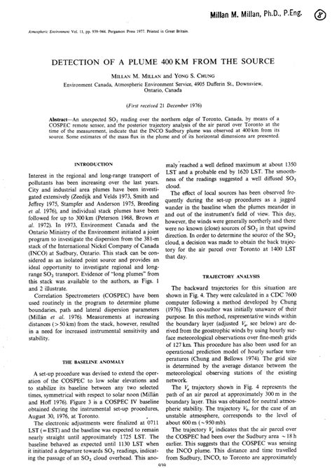 Pdf Detection Of A Plume 400 Km From The Source