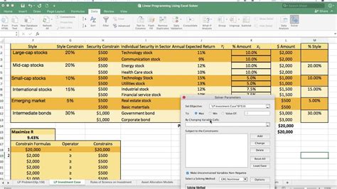 Linear Programming To Maximize Portfolio Return Using Excel Solver20