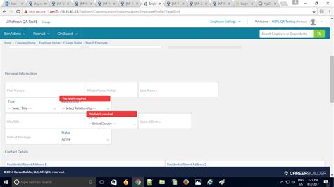 NF Functional Any Company EE Login System Form Mandatory Field Validation Are Not