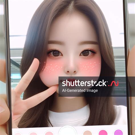 Chubby Face Korean Girl Selfie Covered AI Generated Image Shutterstock