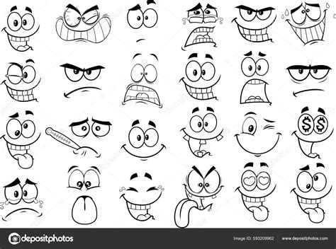 Set Funny Faces Vector Illustration Stock Vector By ©hittoon 593209962