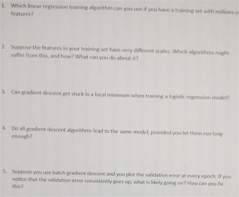solved 1 which linear regression training algorithm can you