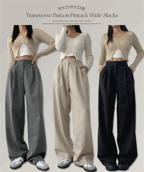 줍줍sale가격찐 숏기본롱~xl 이중버튼클로징 핀턱 와이드 슬랙스팬츠 가로버튼핀턱와이드슬랙스 에이블리