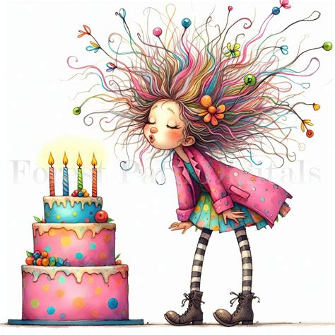 Quirky Birthday Wishes V1 Clip Art Bundle Digital Download Digital