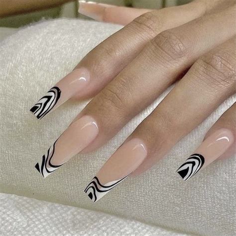 Ногти накладные с клеем длинные с дизайном квадрат 24 шт купить с доставкой по выгодным