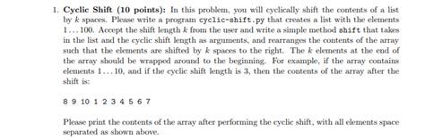 Solved 1 Cyclic Shift 10 Points In This Problem You