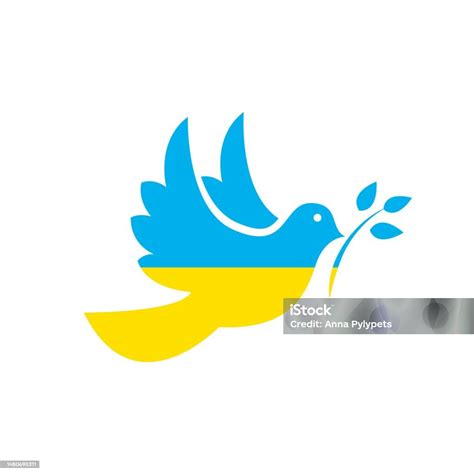 우크라이나평화 비둘기 아이콘 우크라이나 플래그 우크라이나 아이콘에 전쟁 비둘기 평화 기호 격리된 벡터 그림입니다 평화 의 상징