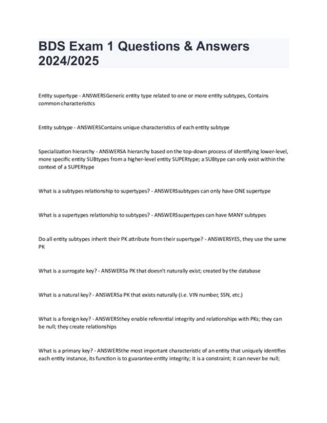 Bds Exam Revision Questions And Answers 20242025 Docmerit