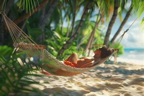 Premium Photo Relaxed Person Lying In A Hammock Enjoying A Nap I