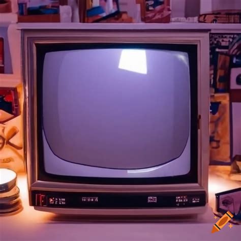 Close Up Of An Old Tv With Vaporwave Colors On A Square Screen On Craiyon