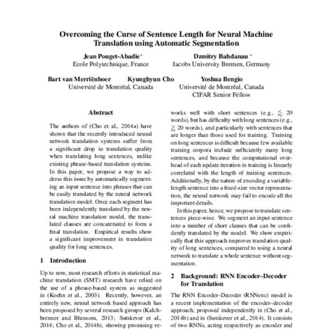 Overcoming The Curse Of Sentence Length For Neural Machine Translation